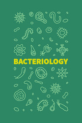 Microbiology green banner bacteriology Royalty Free Vector