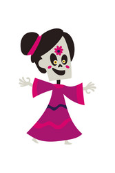 Dia de los muertos woman skeleton with dress Vector Image