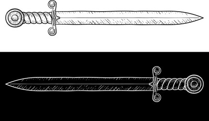 Sword hand drawn sketch Royalty Free Vector Image