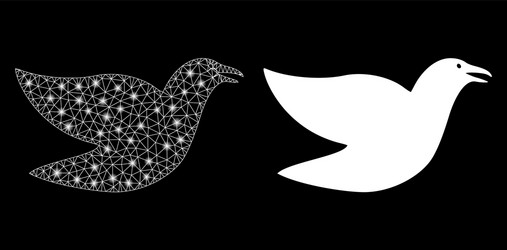 Bright mesh 2d praying hands with light spots Vector Image