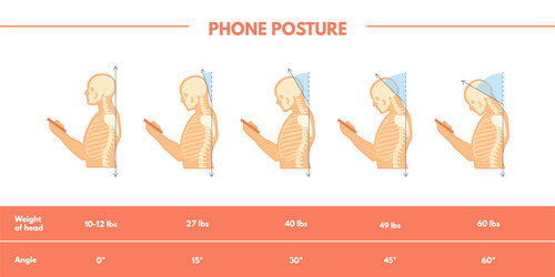 Phone using posture neck position ergonomic Vector Image