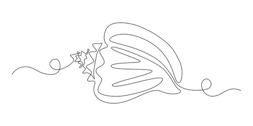 Spiral seashell in one continuous line drawing Vector Image
