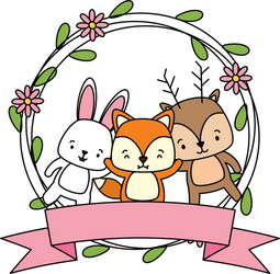 Cartoon white raccoon with a floral wreath Vector Image