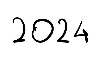 2024 handwritten year date numbers made from Vector Image