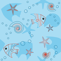 Shell and star fish seamless pattern Royalty Free Vector