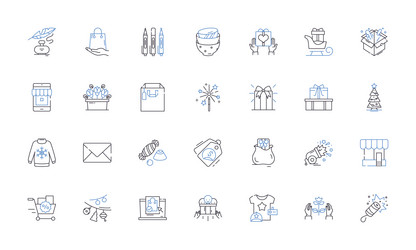 Gift vouchers line icons collection redemption Vector Image