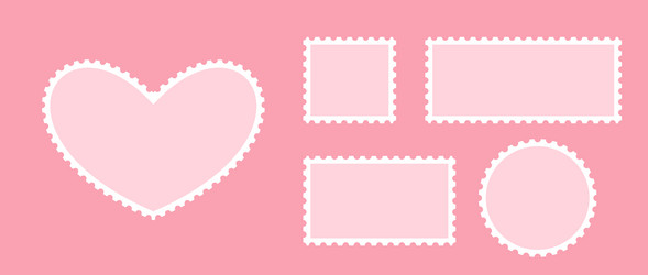 Valentines postage stamp set pink post Royalty Free Vector