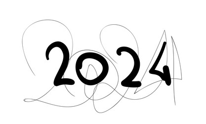 Year 2024 handwritten date numbers made from Vector Image