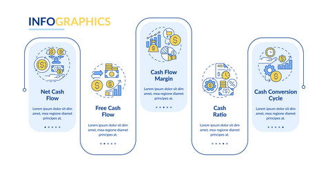 2d colorful cash flow layout with creative icons Vector Image