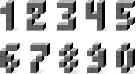 Pixel retro video game numbers 80 s Royalty Free Vector