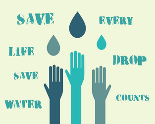 Save water icon hand with water drops sign Vector Image