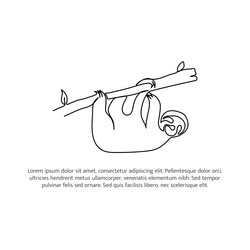 Sloth line design simple animal silhouette Vector Image