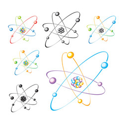 Cute cartoon molecule and atom icon set atomic Vector Image