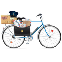 Cartoon postman mailman character bicycle Vector Image