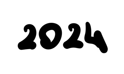 2024 year date handwritten numbers thick and thin Vector Image