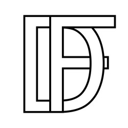 Logo df fd icon sign two interlaced letters d f Vector Image