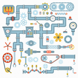 Parts of mechanism and robots flat icons Vector Image