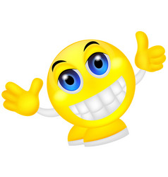 Smiley emoticon waving hand Royalty Free Vector Image