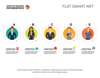 Five partners process chart template Royalty Free Vector