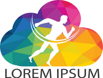 Man running cloud logo Royalty Free Vector Image