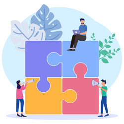 Graphic cartoon character team work Royalty Free Vector