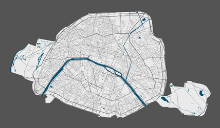 Paris map detailed city poster Royalty Free Vector Image