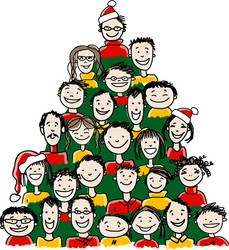Christmas tree made from group of people for your Vector Image