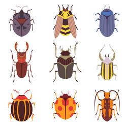 Set of insects flat style design icons Royalty Free Vector