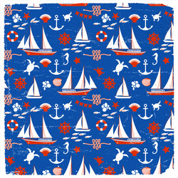 Nautical theme blue seamless pattern Royalty Free Vector