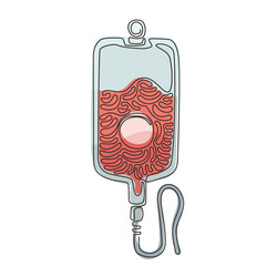 Continuous one line drawing blood bag icon iv Vector Image