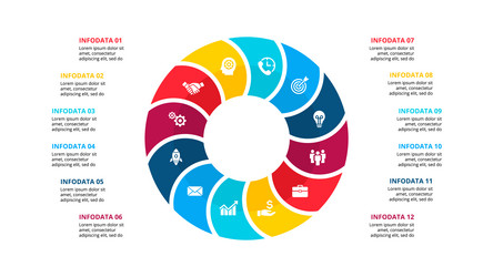 Collection of 12 templates for infographics Vector Image