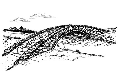 Waterfall on a river hand drawing design element Vector Image