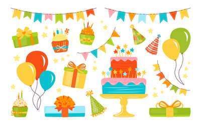 Birthday party tags set celebration label Vector Image