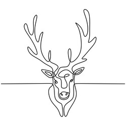 Deer or reindeer head continuous one line drawing Vector Image
