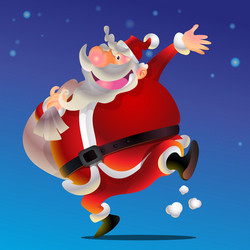Santa claus with bag of gifts flying Royalty Free Vector