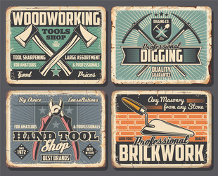 Repair and craft tools vintage posters set Vector Image