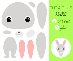 Cut and glue paper little hare kids crafts Vector Image