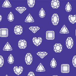 Diamond gem hearts seamless pattern Royalty Free Vector