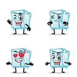 Cute ice cube characters Royalty Free Vector Image