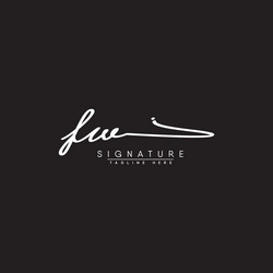 Initial letter fw logo - hand drawn signature Vector Image