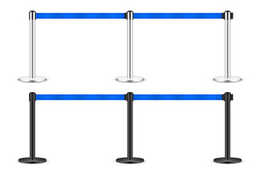 Realistic blue retractable belt stanchion crowd Vector Image