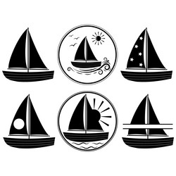 Wooden boat with oars stencil icon Royalty Free Vector Image