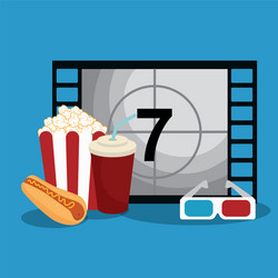 Cinema counter with icons Royalty Free Vector Image