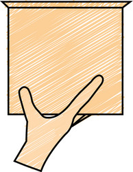 Hand with carton box packing icon Royalty Free Vector Image