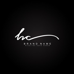 Initial letter hc logo - handwritten signature Vector Image