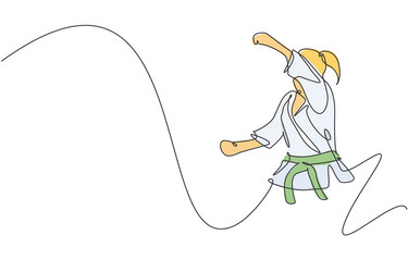 One continuous line drawing of young talented Vector Image