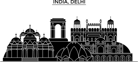 India delhi line travel skyline set Royalty Free Vector
