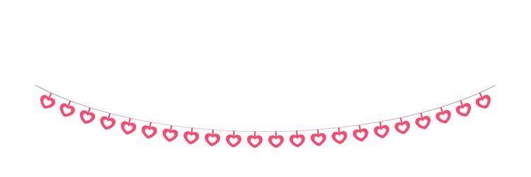 Valentines day red hearts banner bunting clipart Vector Image