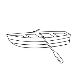 Wooden boat with oars stencil icon Royalty Free Vector Image