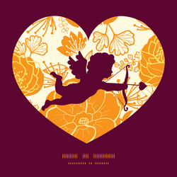 Golden art flowers shooting cupid Royalty Free Vector Image